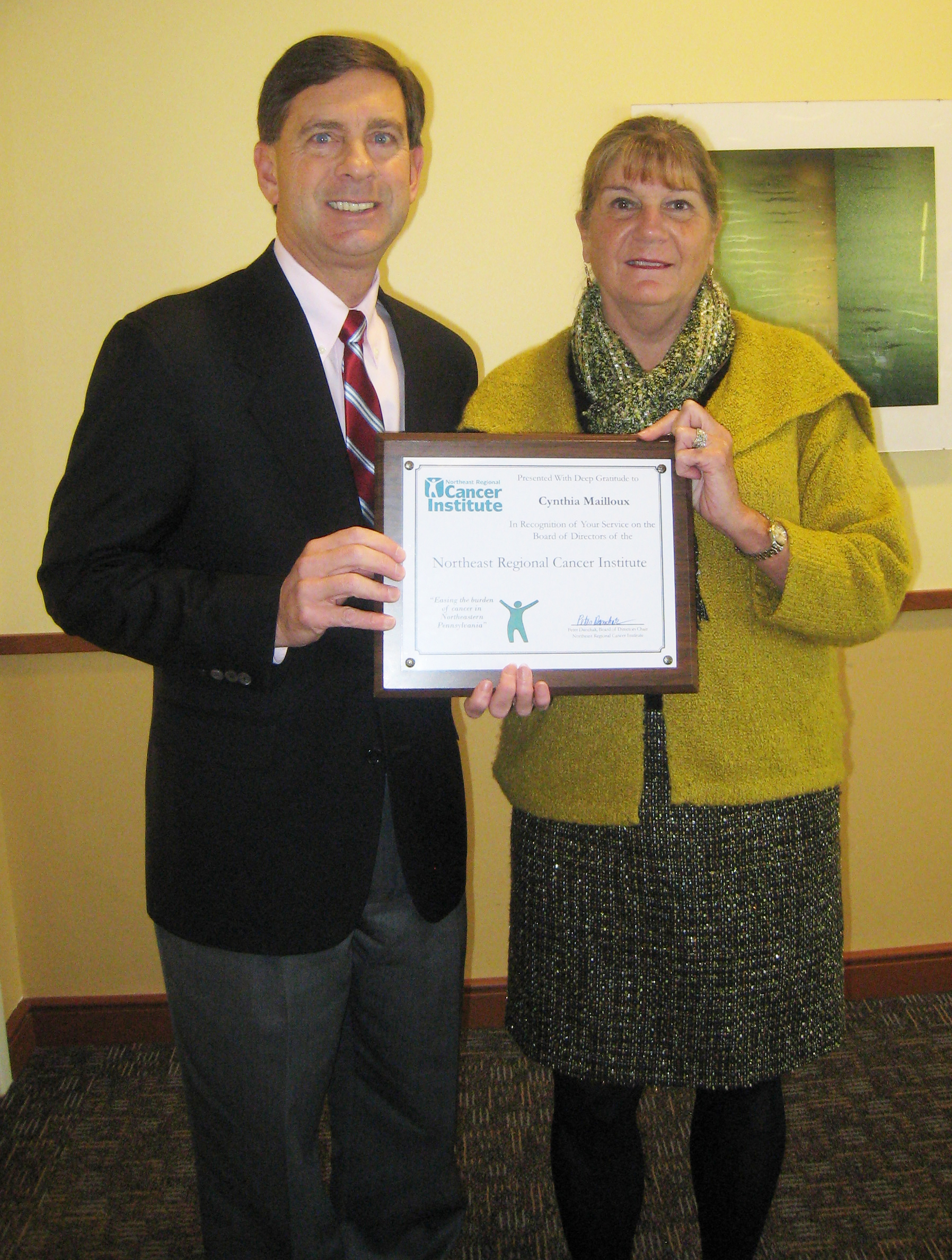 Cancer Institute Recognizes Board Member - Northeast Regional Cancer ...