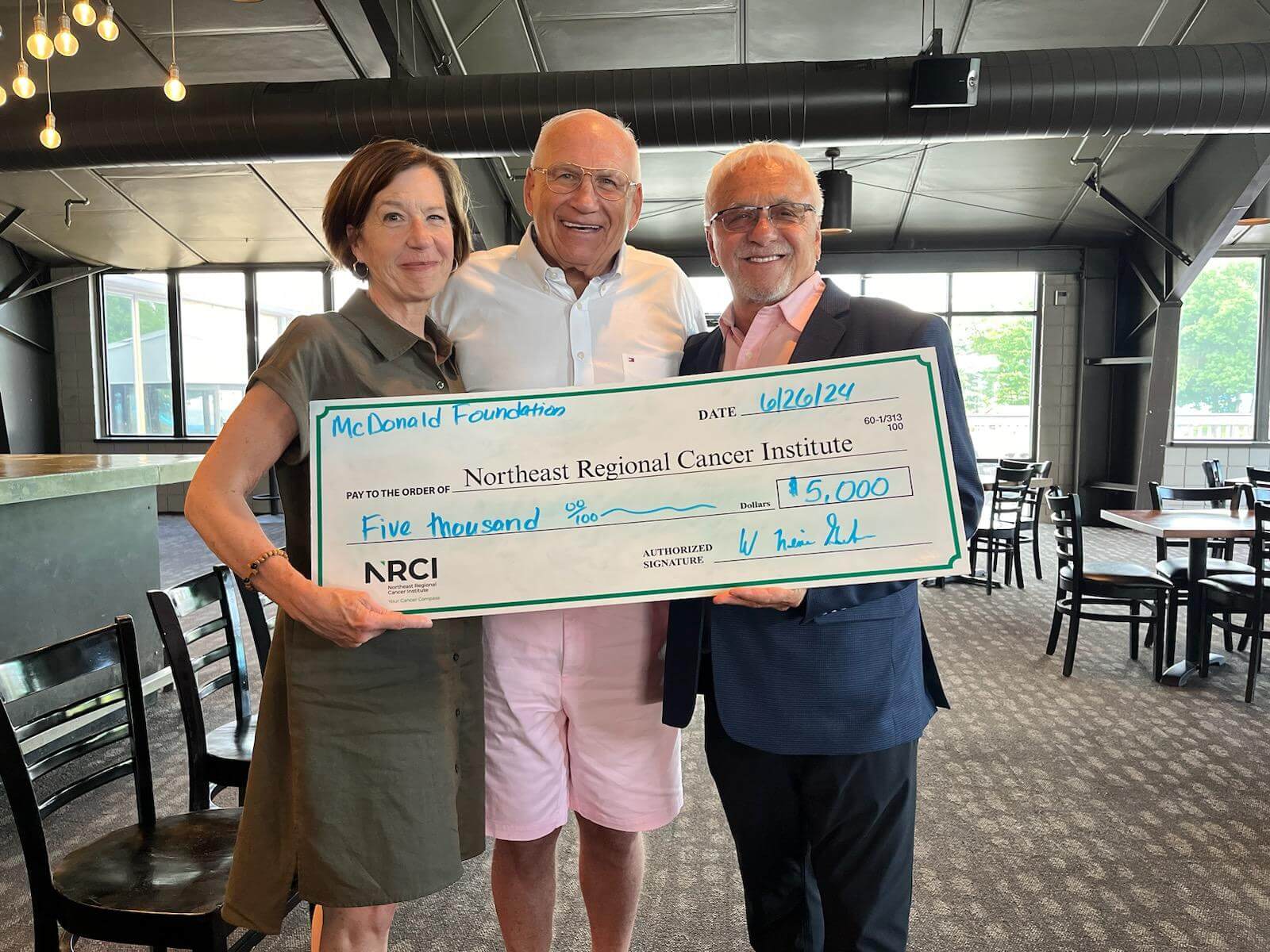 McDonald Foundation Donates $5,000 to Northeast Regional Cancer ...